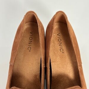 Vionic | Shoes | Vionic Willa Wedge Water Repellent Suede Loafers Tan ...